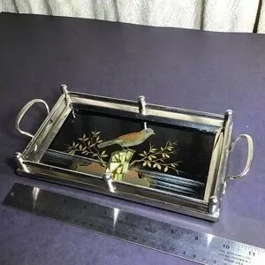 Antique | Accents | Sale Silver And Black Underglass Antique Robin Bird ...